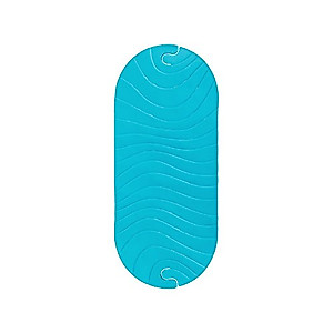 Boon B11192 RIPPLE Textured Non Slip Baby Bath Tub Mat with Hanging Hook and Drain Holes, Blue