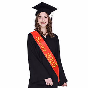 Red Senior 2025 Satin Sash - 2025 Graduation Sash - Finally Graduated - Senior Cheer Sash - Cheerleader Sash - Competition Sash