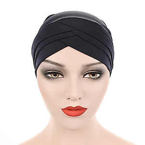 Fxhixiy Hijab Chemo Cancer Beanies Turbans Hats Cap Twisted Hair Cover Headwrap Turban Headwear for Women (Gray)