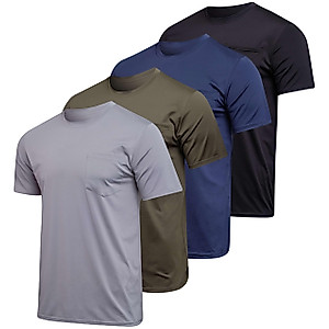 Big and Tall King Size Mens Quick Dry Dri Fit Active Wear Workout Running Training Athletic Performance Short Sleeve Crew Pocket T-Shirt Undershirt Essentials Top Tee ropa Hombre- Set 6, 3XLT