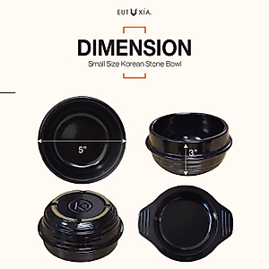 Eutuxia Dolsot Ttukbaegi Stone Bowl with Trivet Tray, Set of 2 Small, Hot Pot for Cooking Soup Stew Jjigae & Any Food, Keep Your Food Hot Until Last Bite, Perfect for Home & Restaurant, Made in Korea