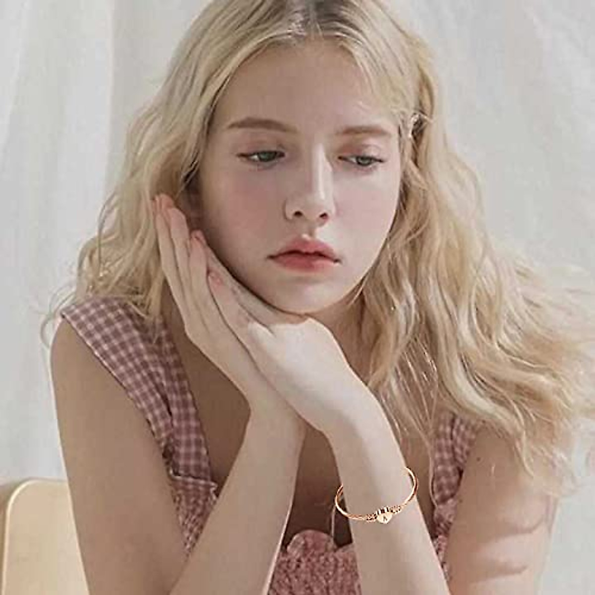 Chili Jewelry Women Initial C Letter Cuff Rose Gold Bracelet Expandable Stainless Steel Bangle