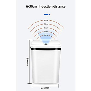 CZDYUF 15L Smart Trash Can Household USB Charging Light Energy Trash Can Automatic Induction Dustbin with Lid Kitchen Bathroom Dustbin (Color : OneColor)