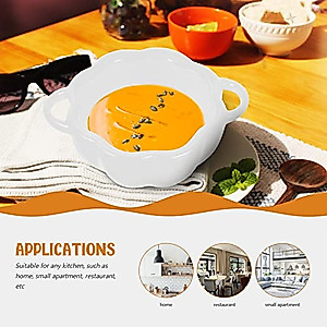 Hemoton Pumpkin Serving Bowl Ceramic Pumpkin Soup Bowl for Halloween, 450ML (15oz) Pumpkin Soup Bowl Dish, Soup Bowl with Lid (White) Ceramic Canister Ceramic Soup Bowl