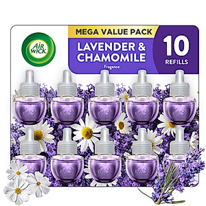 Air Wick Plug in Scented Oil Refill, 10ct, Lavender & Chamomile, Air Freshener, Essential Oils, Eco Friendly