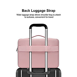 MOSISO 360 Protective Laptop Sleeve Bag Compatible with MacBook Air 15 inch M2 A2941 2023/Pro 16 inch 2023-2019/Pro Retina 15 A1398, 15-15.6 inch Notebook with 2 Same Front Pockets&Belt, Pink