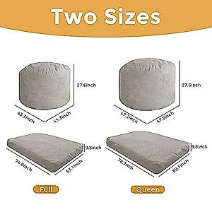 MAXYOYO Giant Bean Bag Chair Bed for Adults, Convertible Beanbag Folds from Lazy Chair to Floor Mattress Bed, Large Floor Sofa Couch, Big Sofa Bed, High-Density Foam Filling, Machine Washable