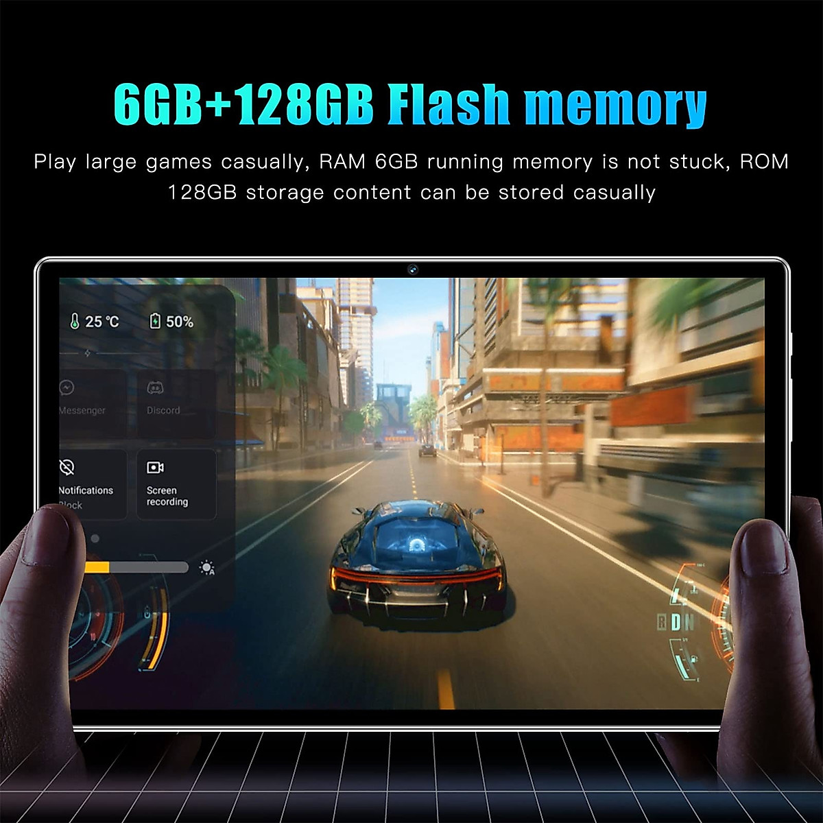 10.1 Inch Tablet, FHD 6GB RAM 128GB ROM Tablet, Octa Core CPU Dual Camera 5G WiFi 4G LTE Tablet with BT Keyboard for Office, Business, Gaming 100‑240V Gold (US Plug)