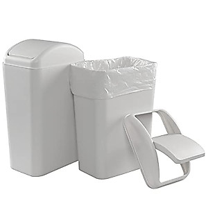 Jekiyo 12 Liter Slim Plastic Trash Can, Swing Lid Garbage Can, 2-Pack