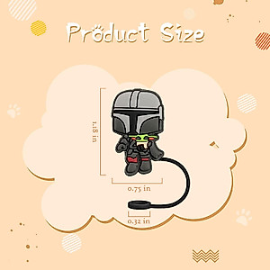 Straw Covers Cap for 7-8mm Straws - 8 Pcs Yo-da Straw Tip Covers Compatible with Stanley 40 OZ 30 OZ Tumbler Cups, Reusable Silicone Straw Topper, Baby Y-oda Drinking Straw Plugs for Kids Party Favor