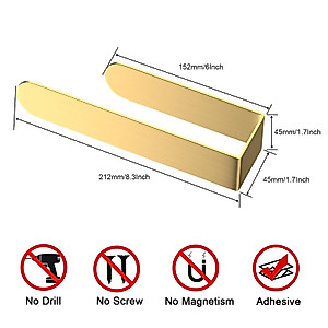 HUFEEOH 2 Pack Adhesive Hand Towel Holder, Kitchen Towel Holder Towel Bars Wall Mounted, Stainless Steel Bath Towel Holder for Bathroom Hotel Kitchen (Gold, 8 Inch(2PC))