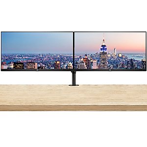 HP P27H 27 Inch IPS LED Backlit Monitor 2-Pack Display Bundle with Fully Adjustable Dual Monitor and Desk Mount Clamp