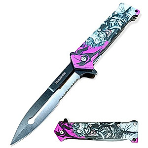 Super Knife 8'' Joker Pocket Knife Spring Assisted Folding Pocket Knife, EDC Tools, Pocket Clip, Camping Accessories, Multicolor