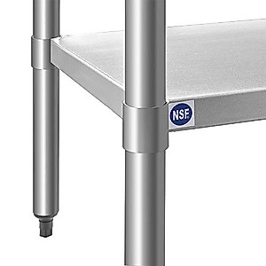 ROCKPOINT Stainless Steel Table for Prep & Work with Backsplash 48x24 Inches, NSF Metal Commercial Kitchen Table with Adjustable Under Shelf and Foot for Restaurant, Home and Hotel