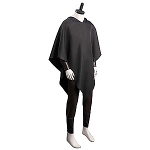 Cekalue Men's Death Wolf Costume Cat in Boots Cosplay Pants Cape Wrist Guard Leg Cover Black Hooded Cloak Halloween