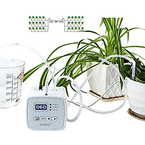 Automatic Watering System 15 Potted Plants, Dual-Pump Irrigation Kit, 49ft Tube Plant Self Watering System with LCD Screen & 5V USB Power Operation for Indoor Potted Plants, Vacation Plant Watering