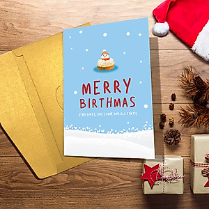 Funny Merry Christmas and Happy Birthday Card, Christmas Birthday Greeting Card, Xmas Bday Card