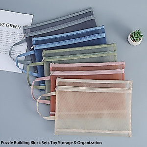 10 Pack Mesh Zipper Pouches for Organizing, Double Layers Nylon Puzzle Building Block Sets Toy Storage Organization with Handle, Multipurpose for Travel, School, Board Game, Office, and Home Organize