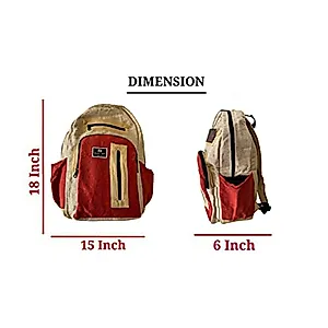 Zillion Craft Classic Back Pack from Himalayan core Hemp Fiber. Best fit for School College and Outdoor Activities with Comfort and Style.Hand Made Hemp Backpack with Unisex Design