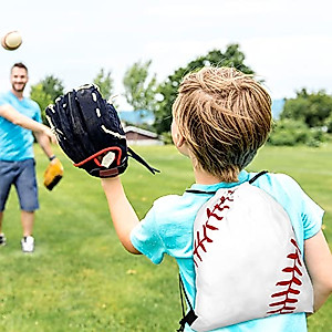 12 Pieces Small Sport Drawstring Bags Candy Bag Sport Party Drawstring Goodie Favor Bags Supplies Gifts(Baseball Style,10 x 12 Inch)