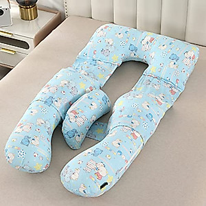 BeytBuy Pillows Cooling Pregnancy Pillow for Quality Sleep Full Body Multi Functioning Maternity Pillow with Removable Cooling Cover Cover (Baby Bear Blue)