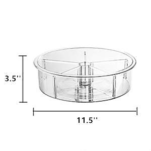 Slideep Plastic Round Lazy Susan Rotating Turntable Food Storage Container for Cabinet, Pantry, Refrigerator, Countertop, Spinning Organizer for Spices, Condiments, Baking Supplies 12'' - 2 Packs