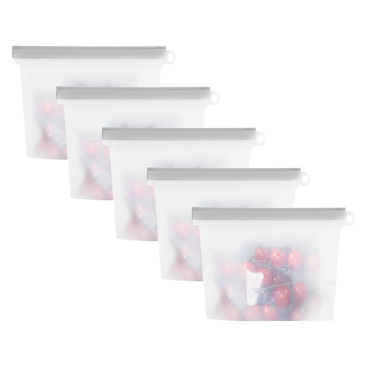 Reusable Silicone Food Storage Bags, WINDSIUUU 100% Silicone Food Grade Containers, Leakproof, Sandwich Snack Bags, Stand Up Zip Container for Soup and Leftovers, Dishwasher & Microwave Oven Safe-18OZ