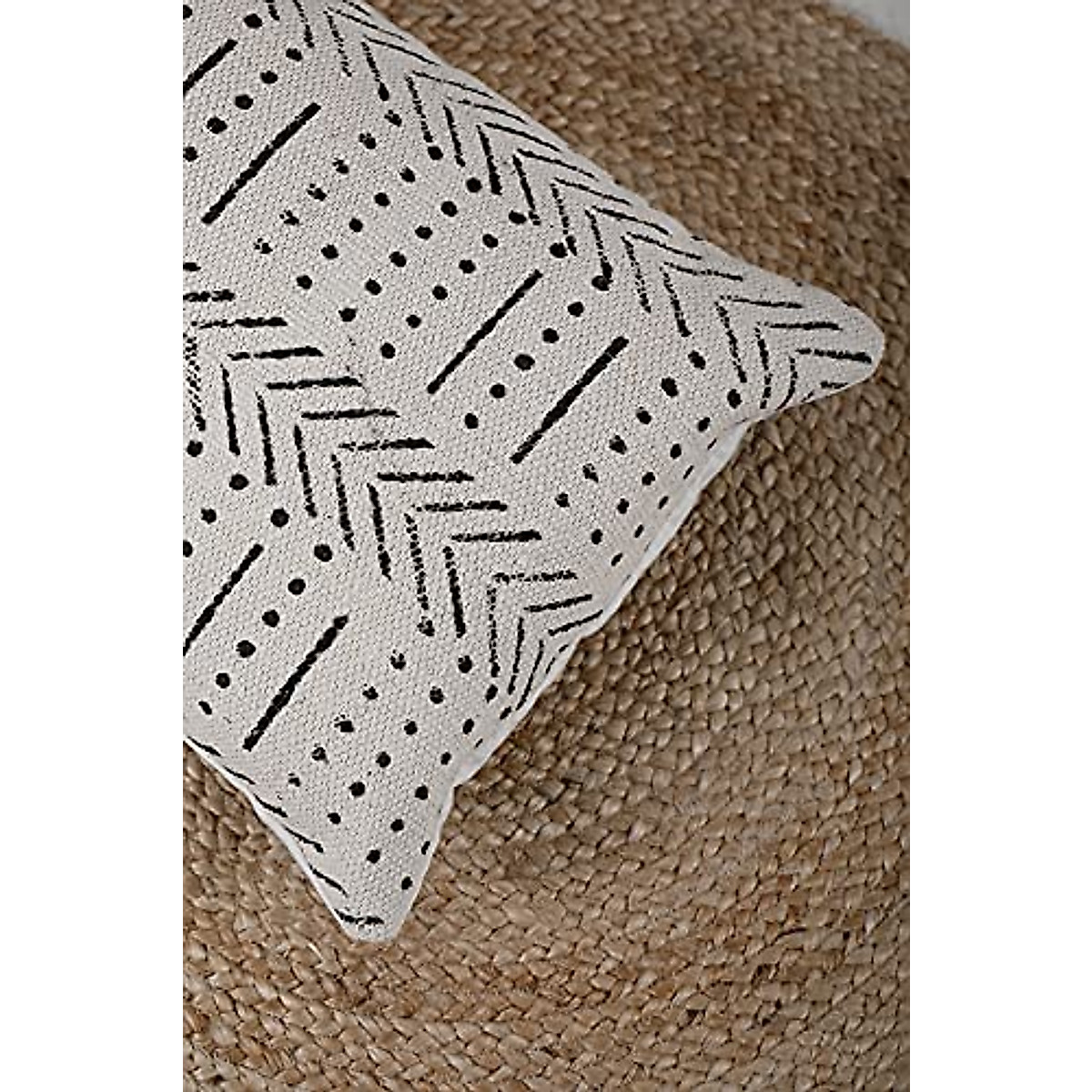 Trade Star Handloomed Thick Rug Mudcloth Pillowcase Tribal Lumbar Pillow Cover Decorative 100% Cotton Rectangle Farmhouse Throw Cushion Cover for Home Decor (14X36 Inches, Ivory (Snow))