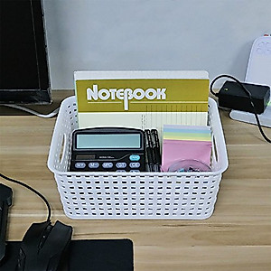 Lesbin White Plastic Weave Baskets, 4-Pack