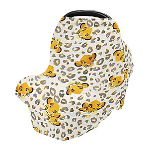 Car Seat Covers for Baby Lion Leopard Nursing Cover Breastfeeding Cover Scarf, Soft Stretchy Carseat Canopy Cover Multi-Use Breathable Stroller Cover for Baby Boy Girl Gifts