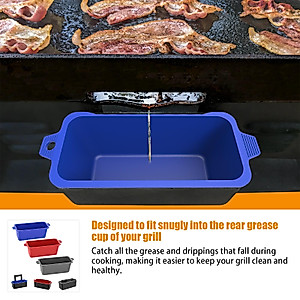 Tbgrepts 3Pcs Silicone Grease Cup Liners, Reusable Foil Drip Pan Liners, Griddle Rear Grease Catcher Liner, Silicone Grease Drip Tray Liner