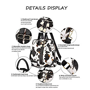 ENYIWH Women Fashion 2 Pack With Backpack Purse Leather Shoulder Bag Travel Bag Handbag Casual Fashion Multipurpose Design Convertible Shoulder Bag Handbag with Wristlet (White Cow)