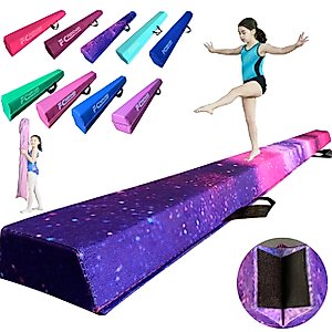 FC FUNCHEER Foldable Gymnastics Beam for Kids,6FT/9FT Floor Balance Beam,Non-Slip Base,Faux Suede Cover with Carrying Bag and Handles