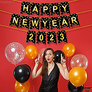 Shiny, Happy New Year Banner 2023 - 10 Feet, No DIY | NYE Decorations 2023 | Happy New Year Sign for New Years Eve Party Supplies 2023 | New Years Eve Decorations for Happy New Year Decorations 2023