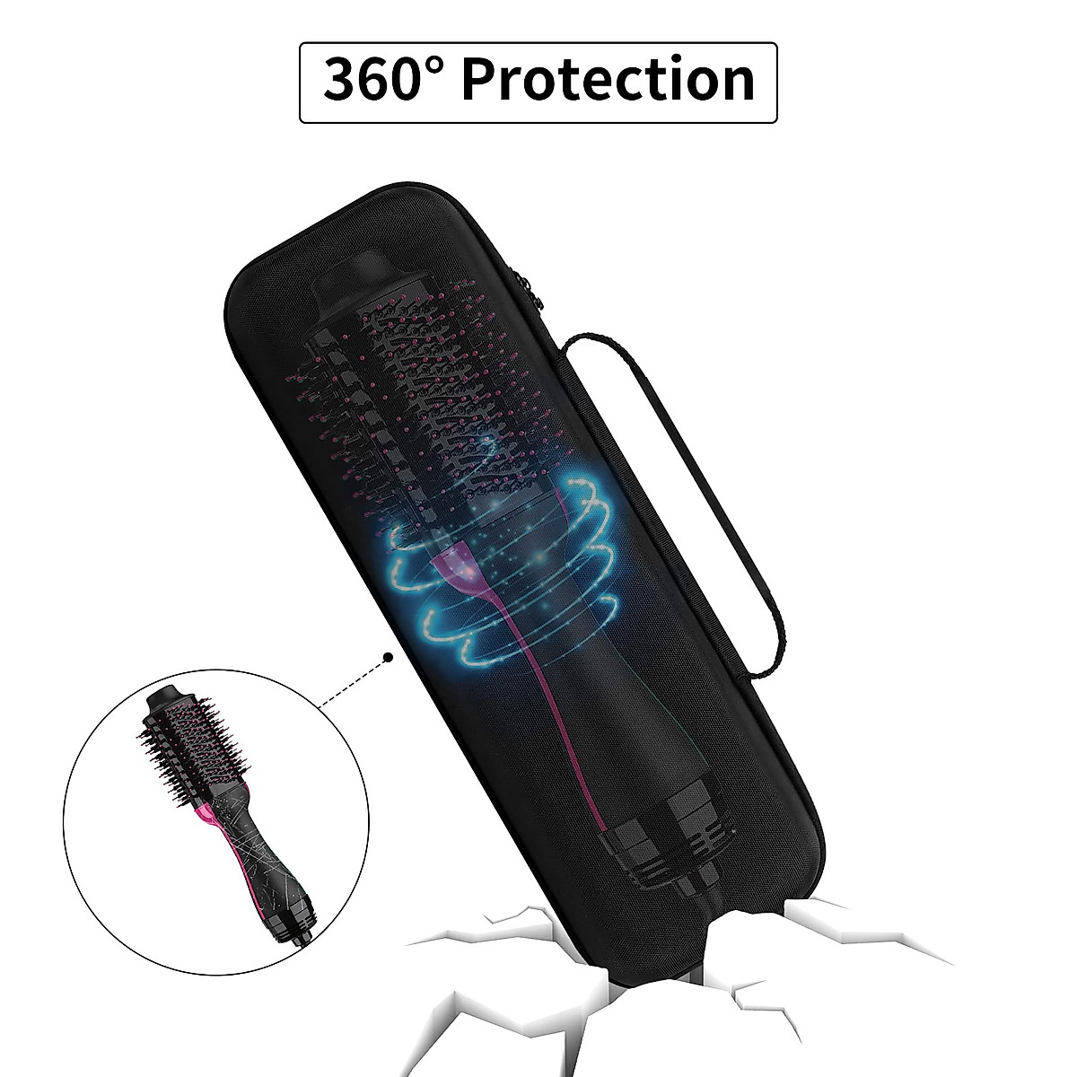 HESPLUS Storage Travel Case for Revlon 1.0/ PLUS 2.0 One-Step Hair Dryer & Volumizer Hot Air Brush Styler, Portable Hard Carrying Case for Revlon, Hot Tools,OMOteam Air Brush Blow Dryer (CASE ONLY!)