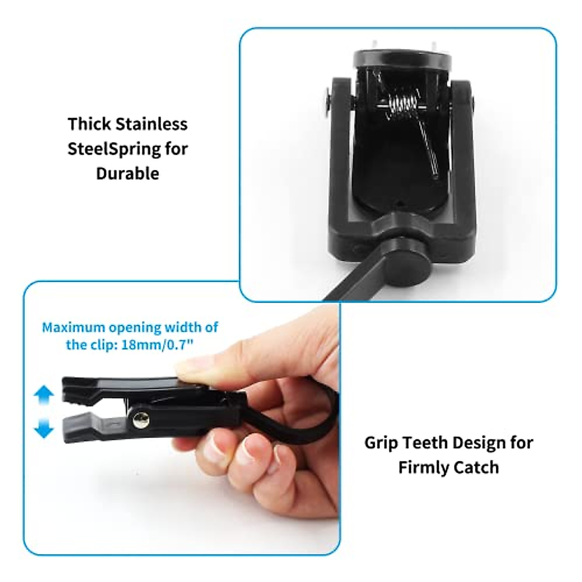 Unlorspy 20PCS Super Strong Plastic Swivel Laundry Clips, Hanging Clothes Pins, 4.13" x 1.38" / 105 x 35 mm Laundry Hooks for Clothes, Hat, Sock & Towel. (Black)