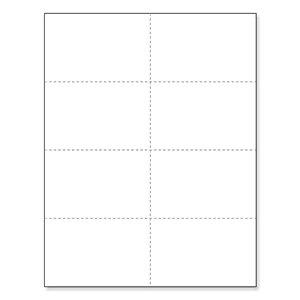 NextDayLabels - 8-1/2" x 11" Laser Printer/Ink Jet Blank Perforated Cards 8 up per Page - 4-1/4" x 2-3/4" Each Card (800 Cards - 125# Tag)
