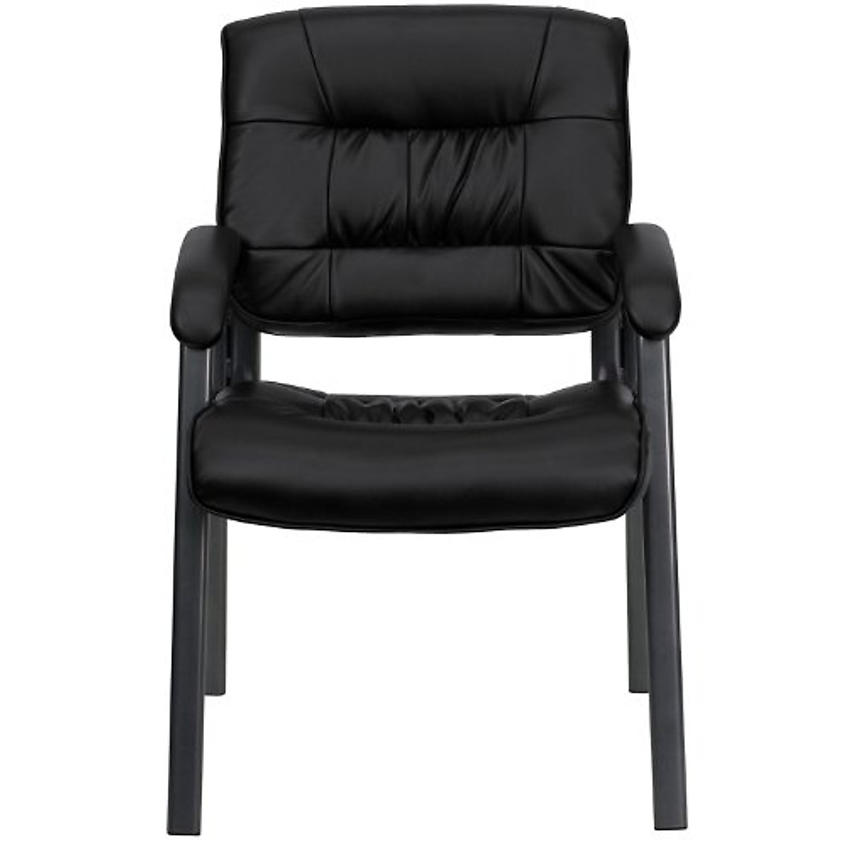 Flash Furniture Haeger Black LeatherSoft Executive Side Reception Chair with Titanium Gray Powder Coated Frame