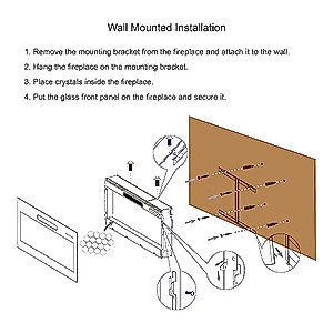 60 Inch Recessed Ultra Thin Tempered Glass Front Wall Mounted Electric Fireplace with Remote and Multi Color Flame & Emberbed, LED Light Heater