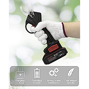 ZR-TNT Electric Pruning Shears Cordless 21V with 2000mAh 2PCS Lithium Battery and Matching Tools,30mm (1.2″) Cutting Diameter,Tree Branch Flowering Bushes Trimmers for Gardening (Black)