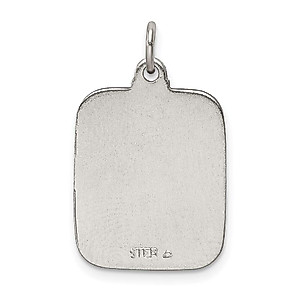 Sterling Silver Blue Enamel Square St. Christopher Medal Pendant QQC7374