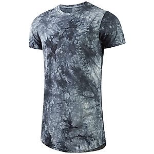LETAOTAO Mens Tall T Shirts Tie Dye Shirts for Men Extra Long Tshirts Longline Hipster Print Tee for Tall Men