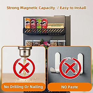 NAFCOOL Magnetic Spice Fridge Rack Shelf Organizer for Refrigerator, 3 Packs Moveable Magnetic Seasoning Organizer Shelves Kitchen Gadgets for Refrigerator Microwave Oven Coffee Maker Washer, 12” Long