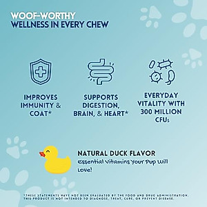 Herbion Pets Multivitamin Chews with Minerals & Probiotics; Improves Immunity & Coat; Supports Digestion; Brain & Heart Health; Delicious Natural Duck Flavor; Dog Supplements & Vitamins