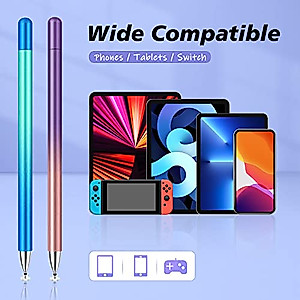 Stylus Pens for Touch Screens - StylusHome Gradient Universal Stylus Pen with 4 Magnetic Caps + 4 Extra Tips for Apple/iPhone/iPad pro/Mini/Air/Android All Capacitive Touch Screens (Purple/Blue)