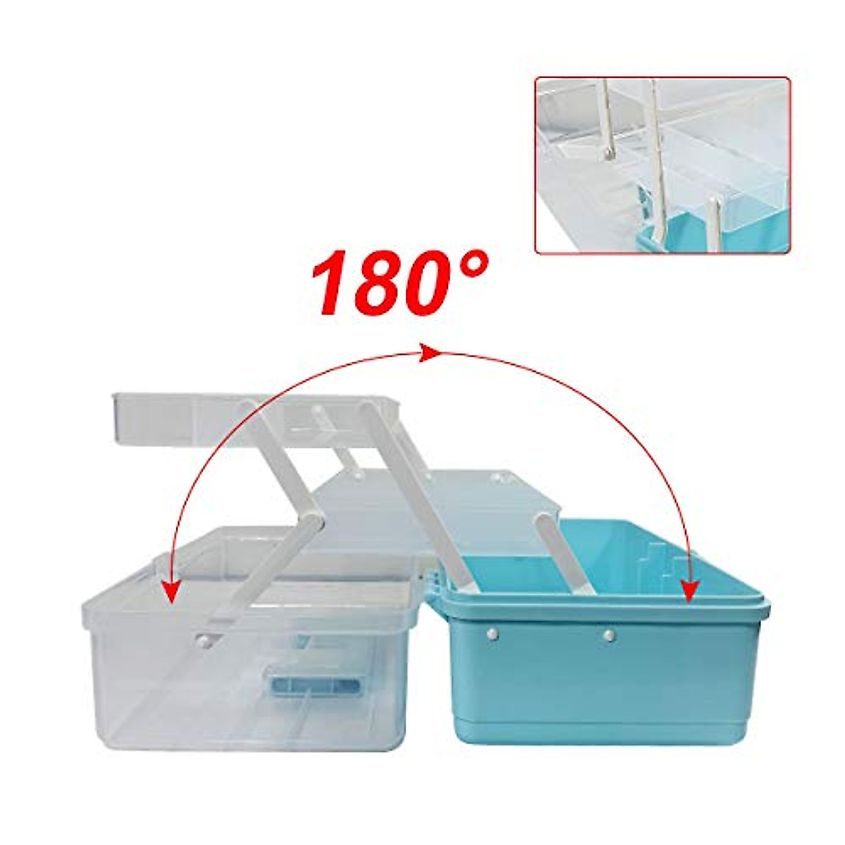 WEWLINE Sewing Storage Organizer Box 13-Inch Art Storage Box Craft Organizer 3-Layers with Handle Craft Art Bin Portable for Home School Office Travel