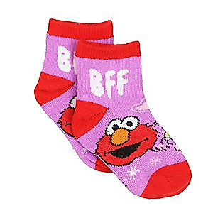 Sesame Street Girls 6 pack Quarter Socks (2-4 Toddler (Shoe: 4-7), 6 pk Elmo Abby)
