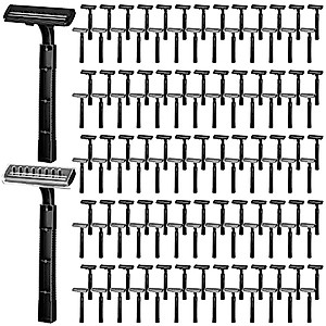 200 Pcs Disposable Razors Twin Blade Shaving Razor for Men Women Stainless Steel Bulk Razors with Clear Safety Cap Hospitality Quality Shavers Apply to Hotel Camping Traveling Home Apartment, Black