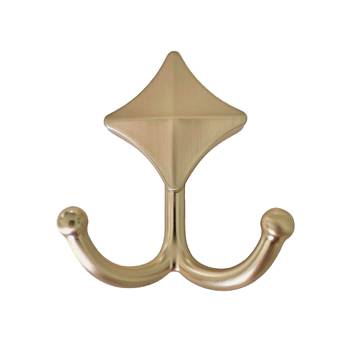 BRIGHTCOR, Classic Brass Wall Double Hooks, Coat Hooks for Wall, DIY, Wall Mounted Towel Hooks for Bathrooms, Clothing Hooks for Bedroom. (Brass Gold, 2 Pack)