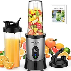 KOIOS Smoothie Blender, 900W Personal Blender for Shakes and Smoothies Kitchen with 2 No-BPA 22oz Portable Blender Cups, Single Serve Smoothies Maker Mixer for Juices, Nutritious Recipe (Light Grey)